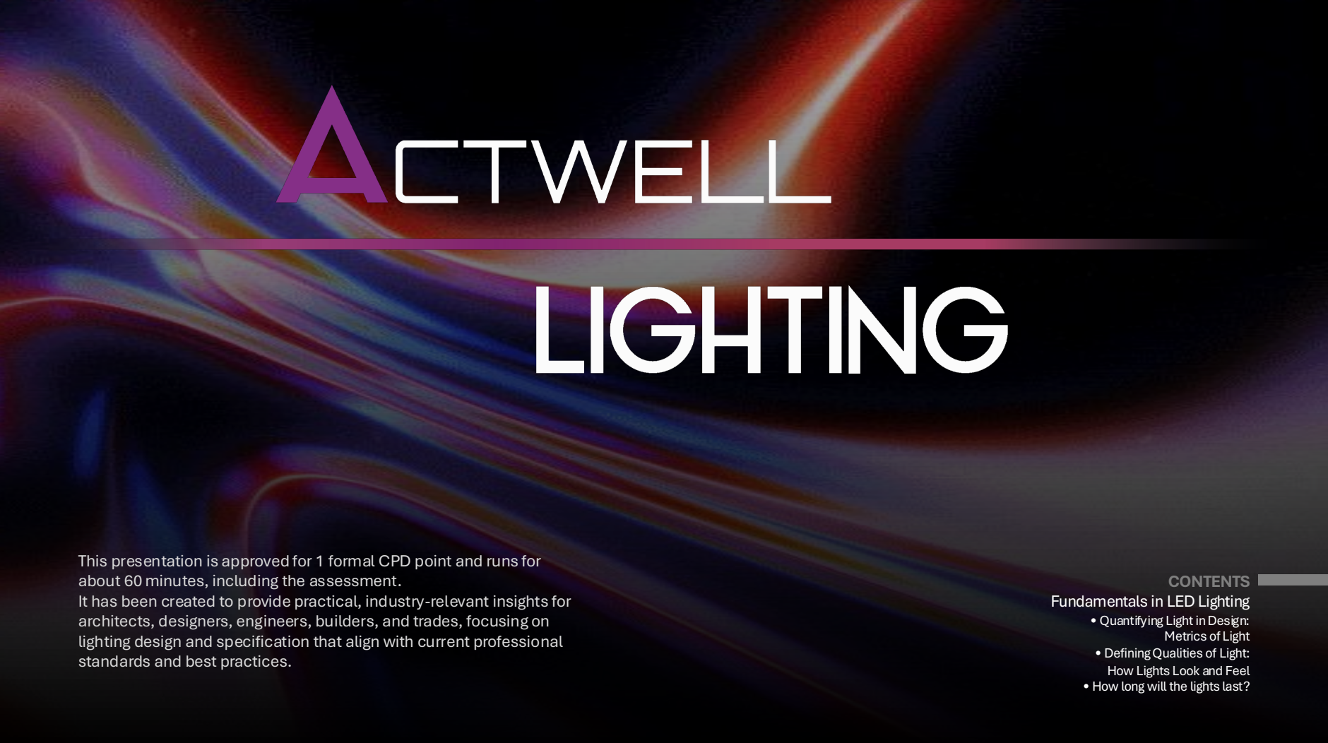 CPD Online Training - Lighting Supplier - Actwell Lighting